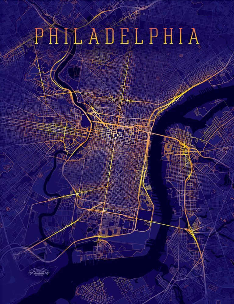Philadelphia Wrapped Canvas Map Art | Waterproof Charts