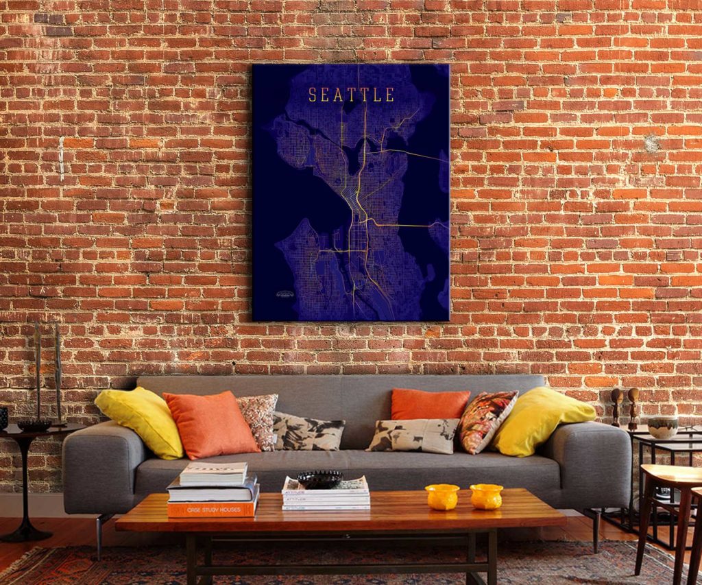 Seattle Wrapped Canvas Map Art | Waterproof Charts