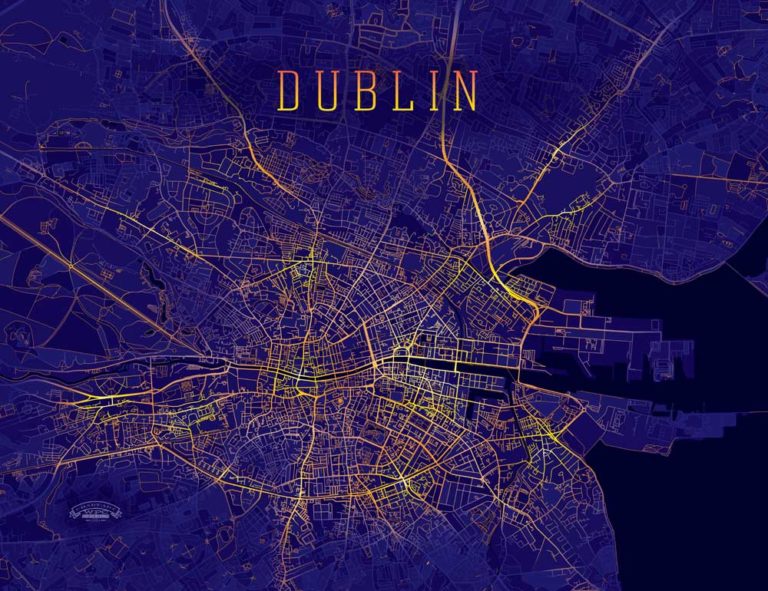 Dublin Wrapped Canvas Map Art | Waterproof Charts | City Print Series